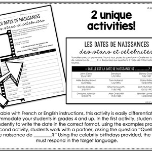 French Dates Practice / Les Dates De Naissances Des Stars Et Célébrités ...