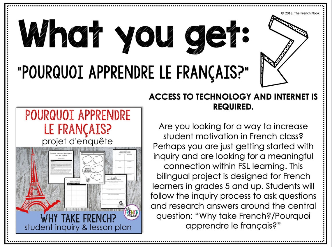 Pourquoi Apprendre Le Français? Why Take French? Lesson Plan - Etsy