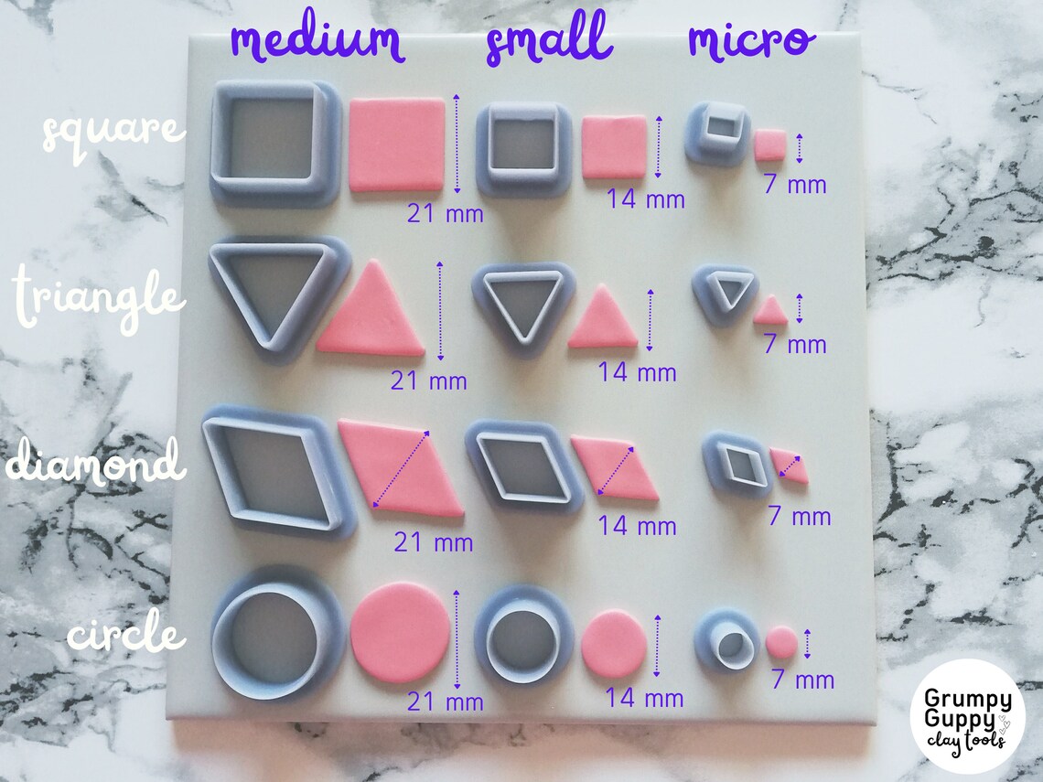 Polymer Clay Cutter Set, Basic Shapes Clay Cutter Bundle, Micro Cutter ...