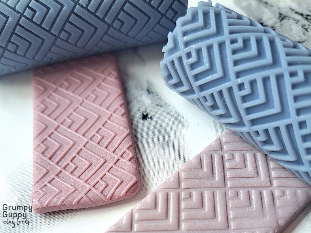 Geometric Square Texture Roller for Polymer Clay, Concentric Diamond ...