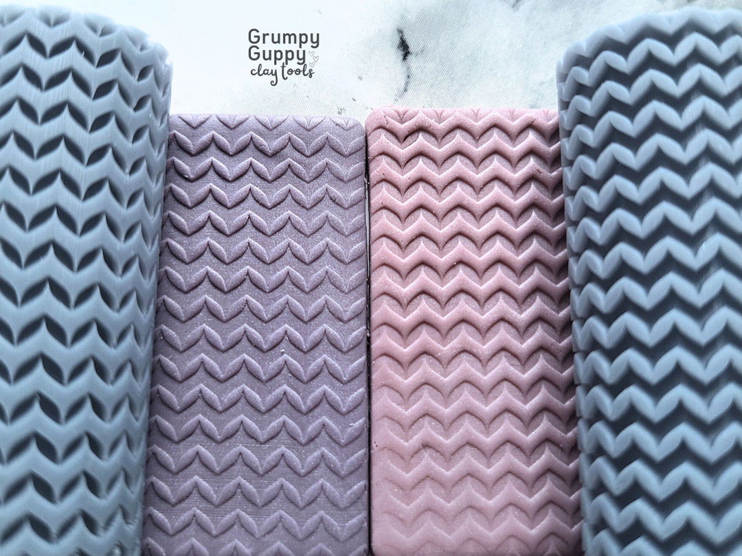 Chevron Leaves Clay Roller, Lines Textured Roller for Polymer Clay, Seamless Zigzag Pattern ...