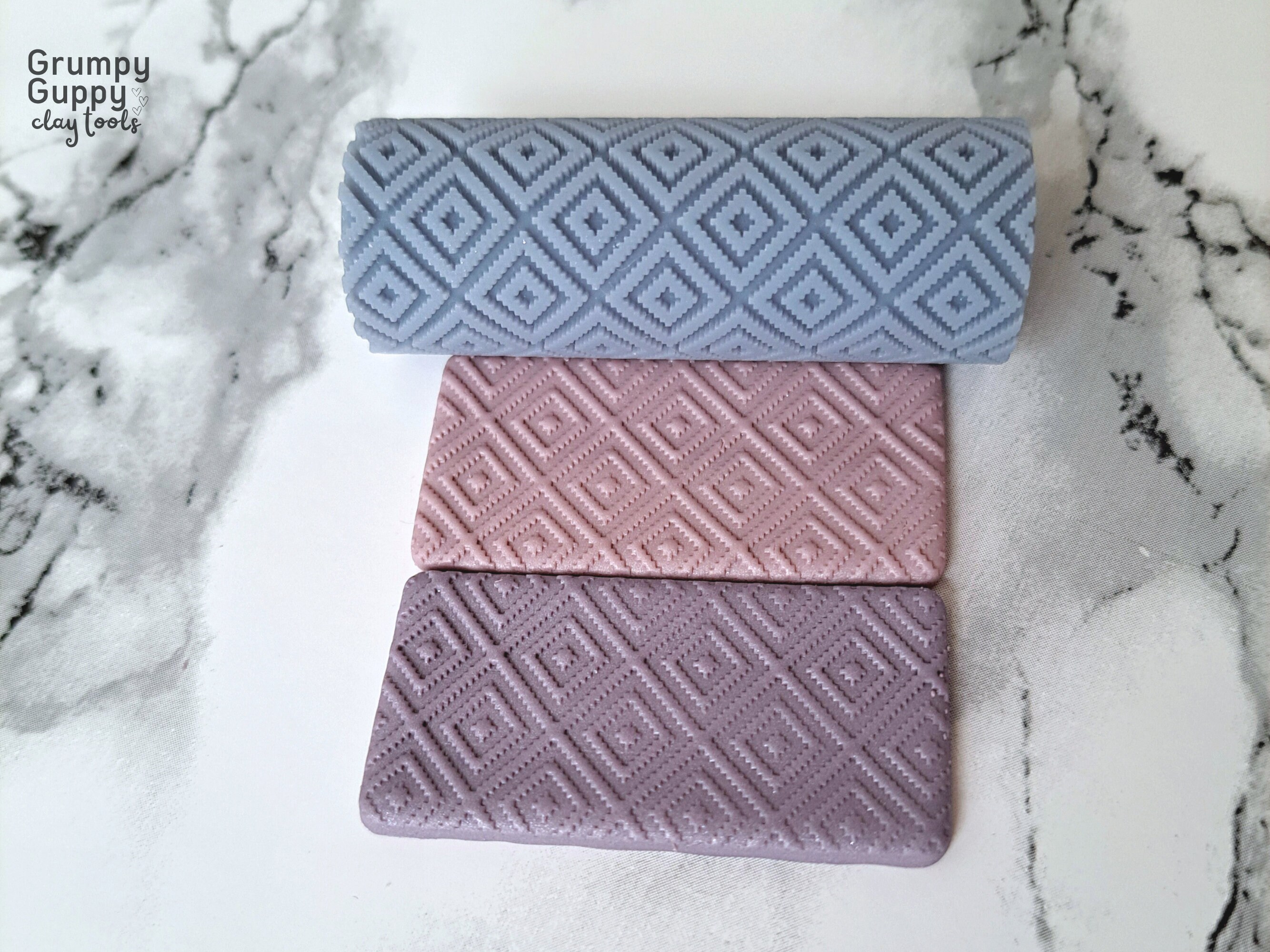 Concentric Zigzag Square Texture Roller for Polymer Clay, Diamond Pattern Roller, Clay Seamless ...