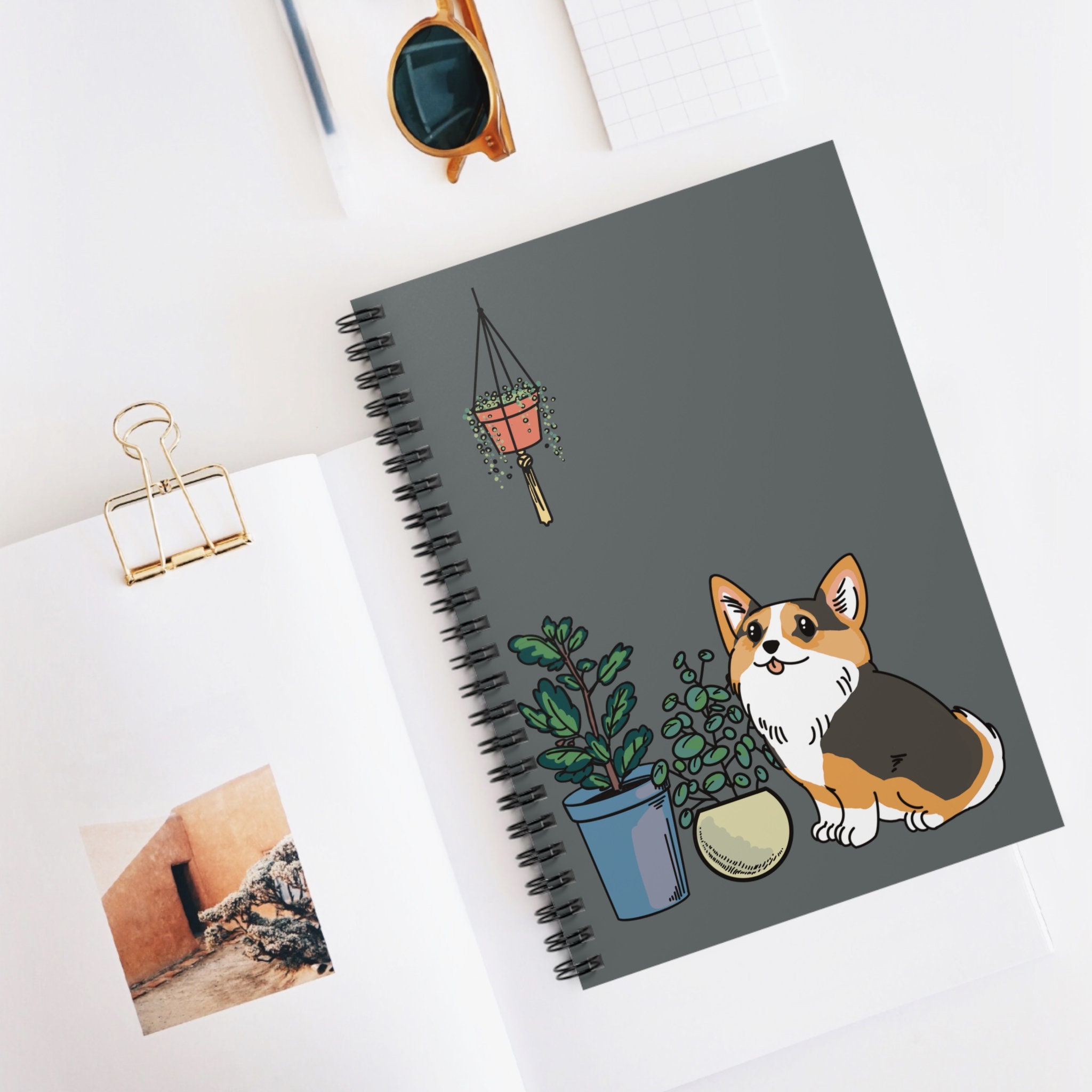Tri-color Corgi Spiral Notebook - Grey - Etsy