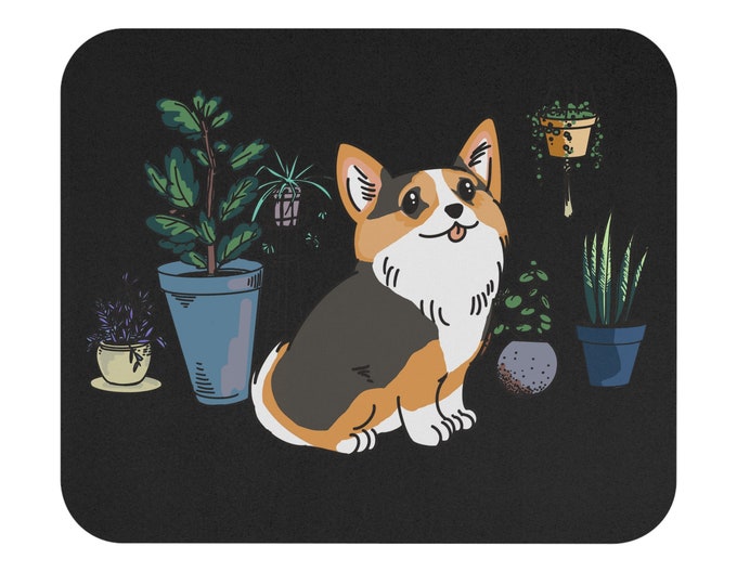 Custom Tricolor Corgi Mouse Pad / Kawaii Tri-color Corgi Dog Working ...