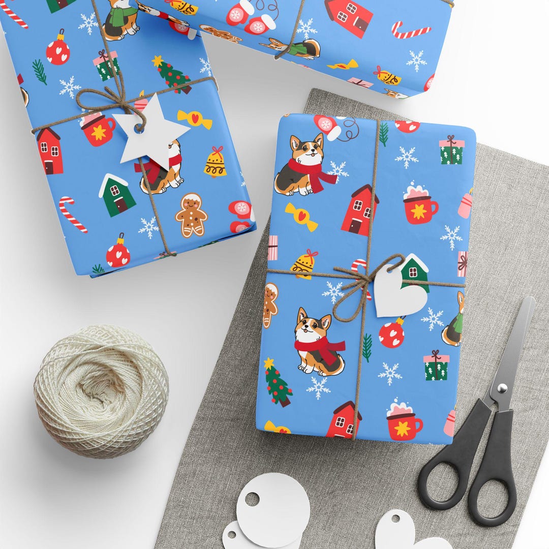 Corgi Wrapping Paper Roll Corgi Gift Wrapping Paper Cute Christmas ...