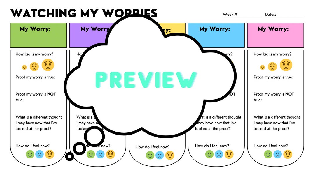 Worry Watcher Self-monitoring Tool - Etsy