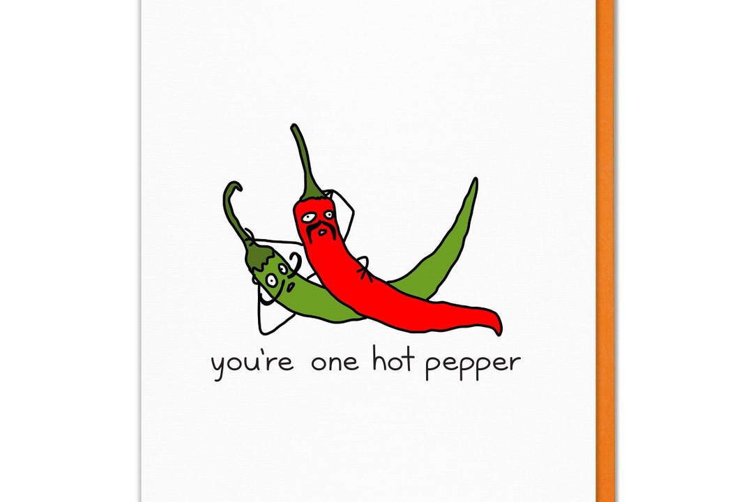 You're One Hot Pepper Card, Funny Valentines Day Card, Mustache Greeting Card, Anniversary Card ...