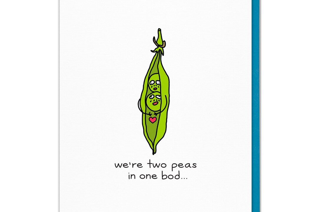 Two Peas One Bod Pun Card Funny Valentines Day Card Mustache - Etsy