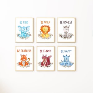 Printable Nursery Poster Bundle, Watercolor Safari Animals Poster, Ten ...