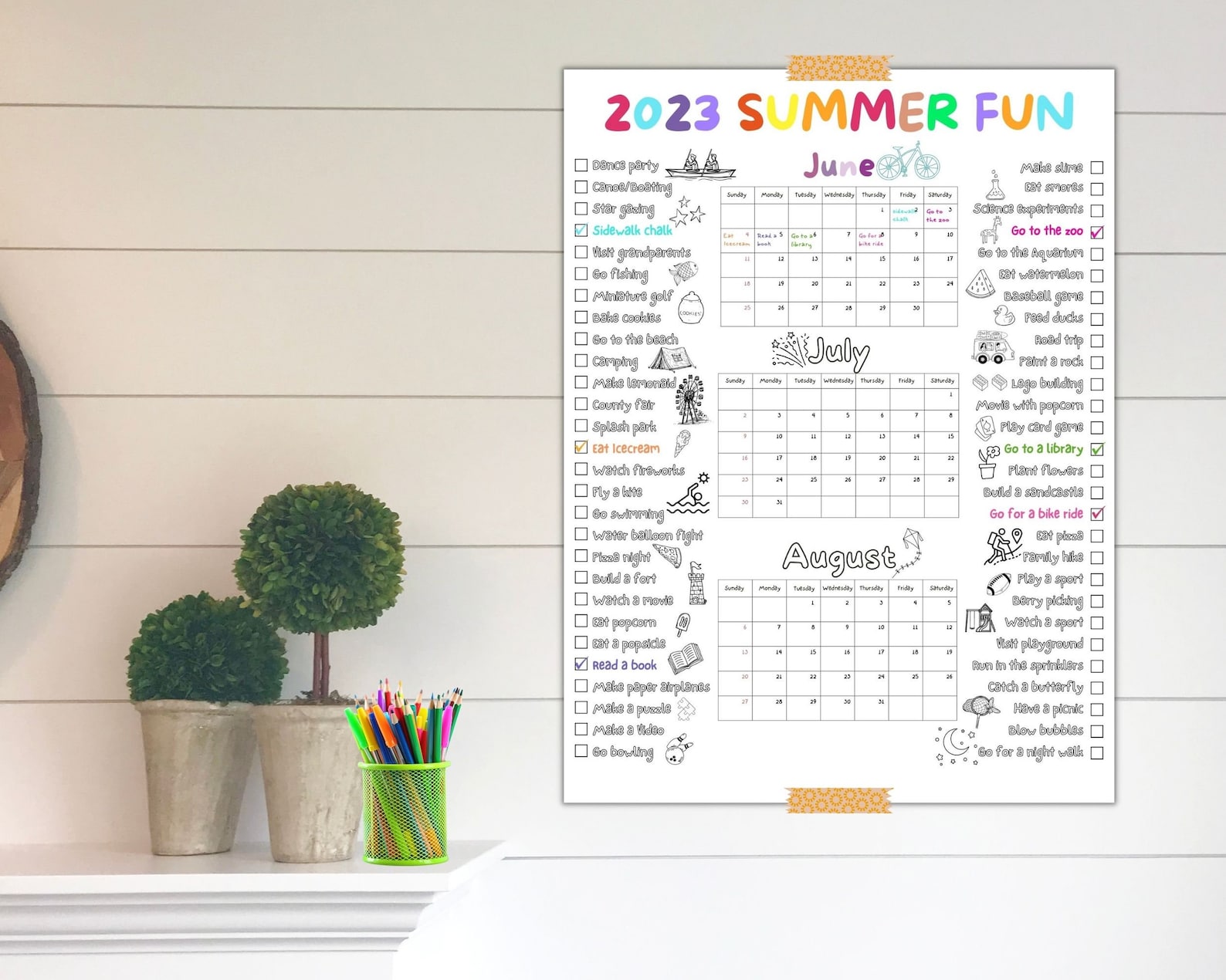 Printable 2023 Summer Fun List, Printable Summer Calendar Poster ...
