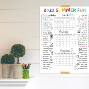 Printable 2023 Summer Fun List, Printable Summer Calendar Poster ...