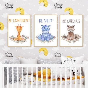 Printable Nursery Poster Bundle, Watercolor Safari Animals Poster, Ten ...