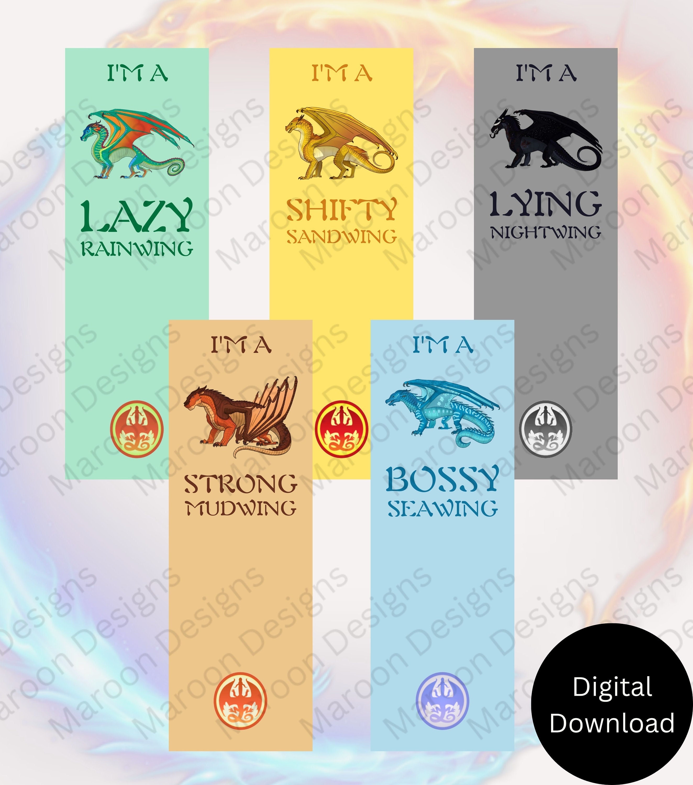 Printable Wings of Fire Bookmark, Dragonets Bookmark, Tsunami Bookmark ...
