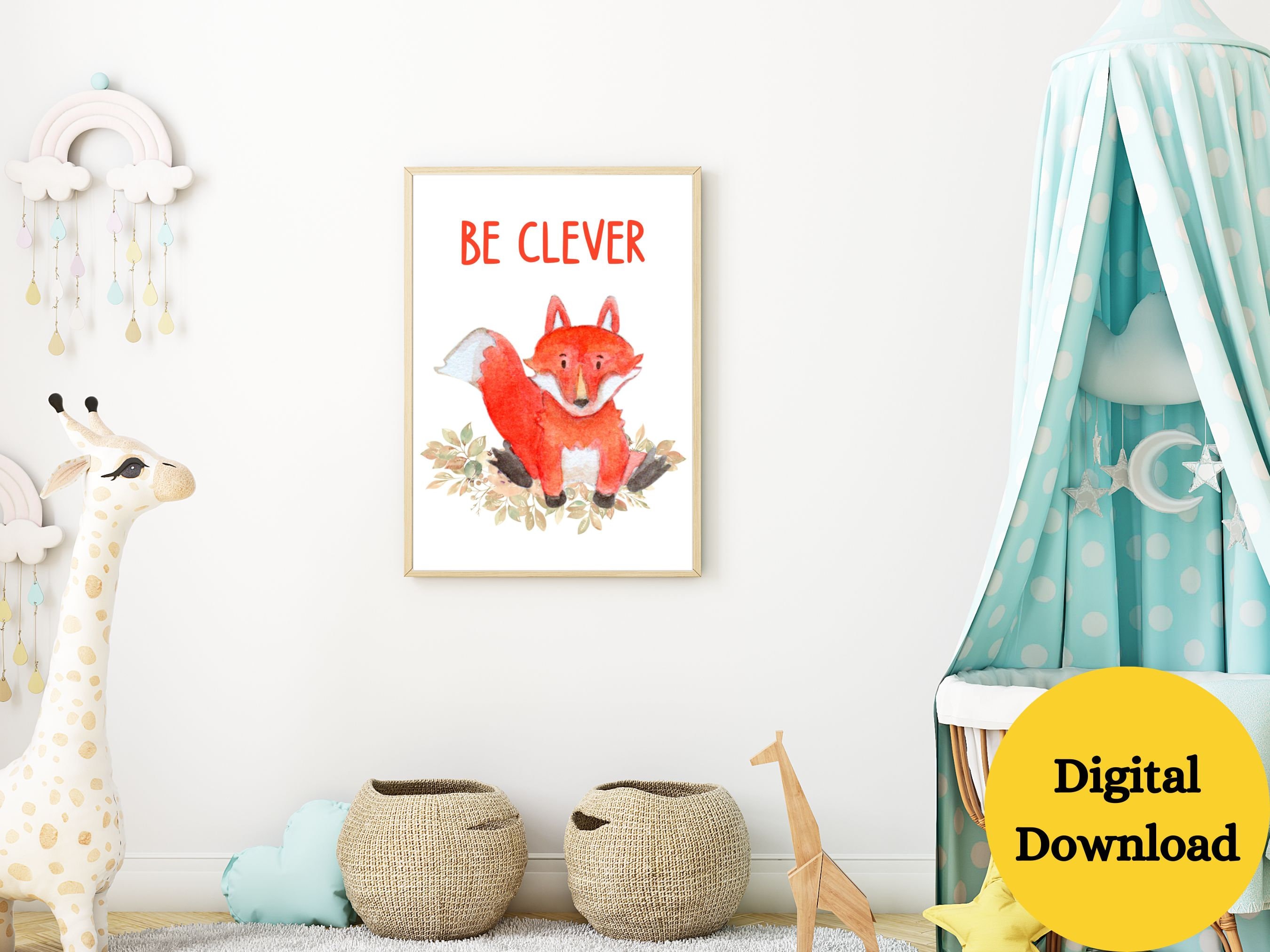 Printable Nursery Poster Bundle, Watercolor Safari Animals Poster, Ten ...