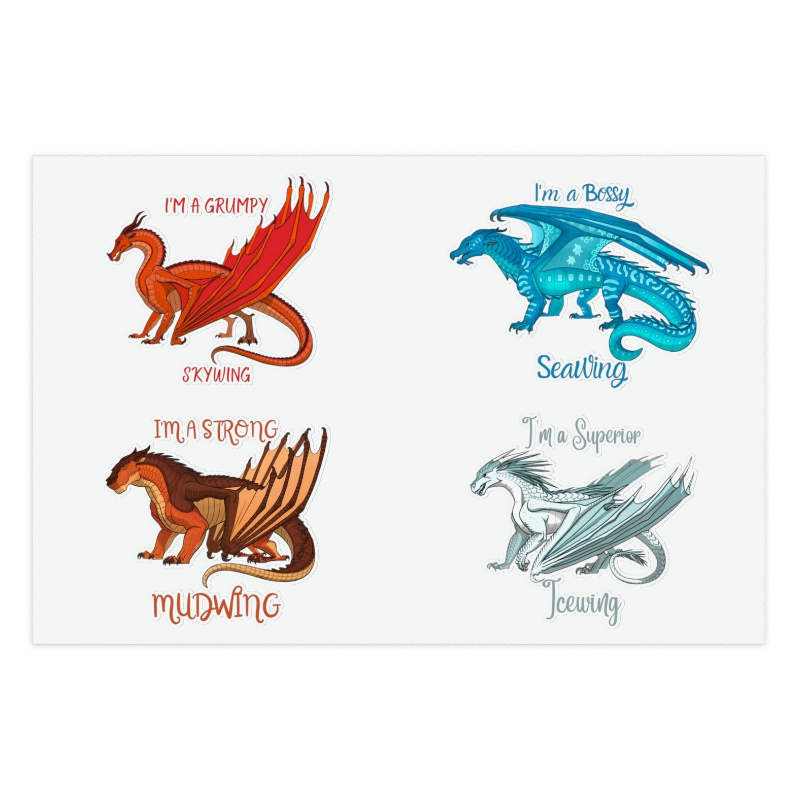 Wings of Fire Sticker Sheet, Wings of Fire Stickers, Mudwing Sticker ...