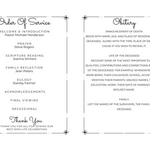 Minimalist Traditional Funeral Program Template, Celebration of Life ...