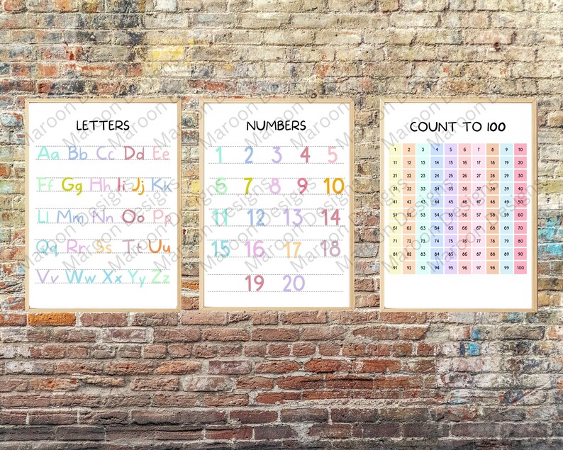 Educational Posters Printables, 12 Homeschool Prints, Alphabet Poster ...