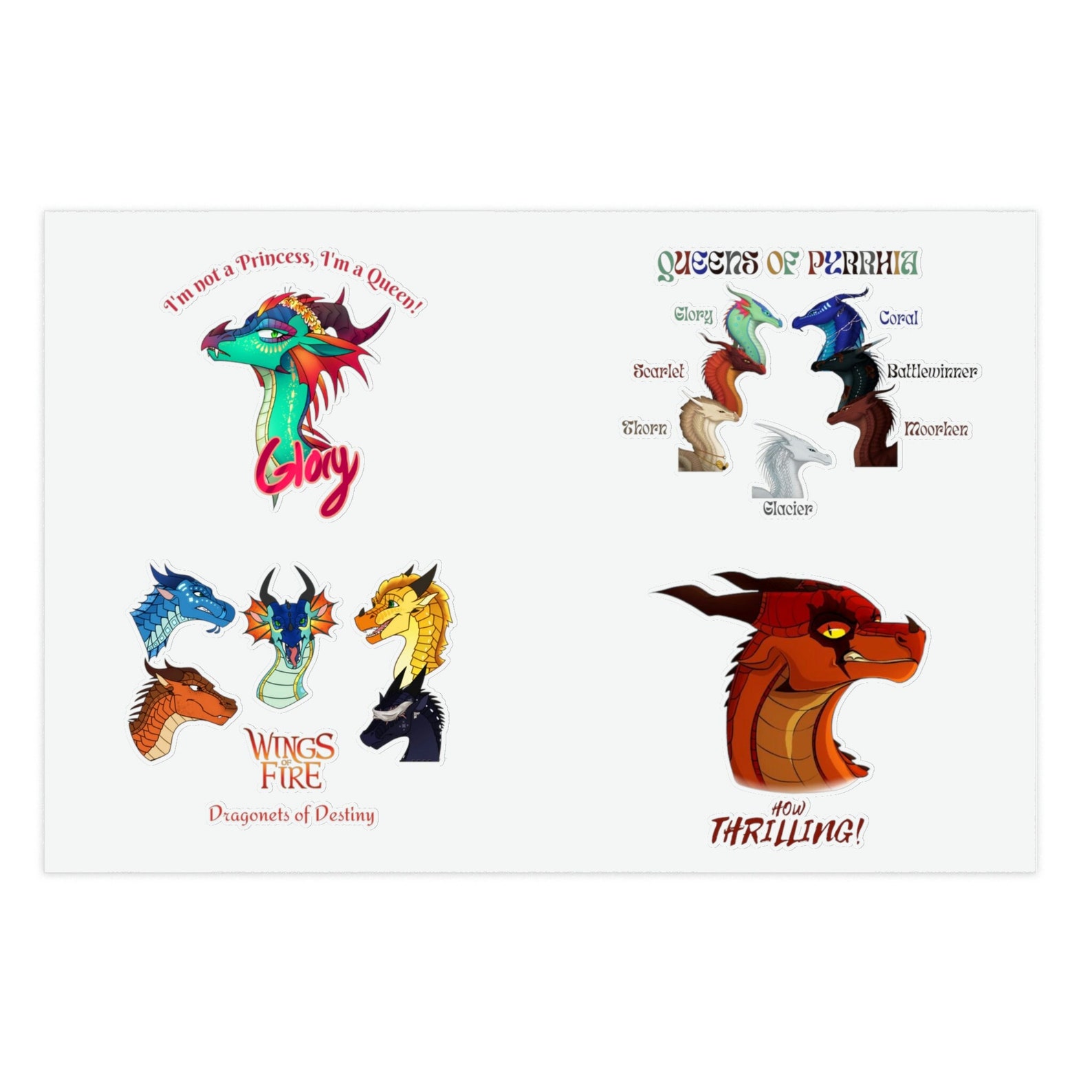 Wings of Fire Sticker Sheet, Glory Sticker, Wings of Fire Stickers, WOF ...