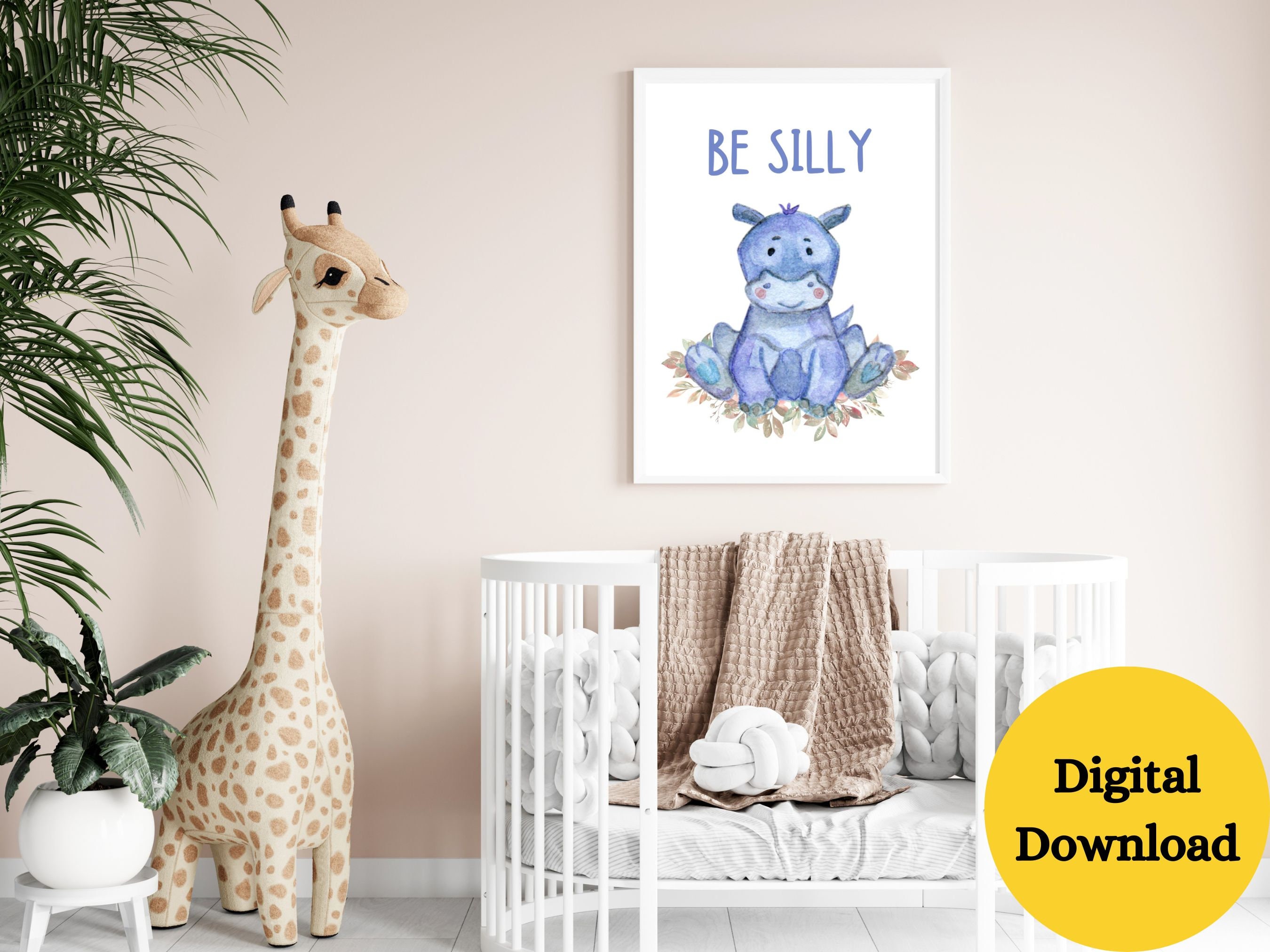 Printable Nursery Poster Bundle, Watercolor Safari Animals Poster, Ten ...