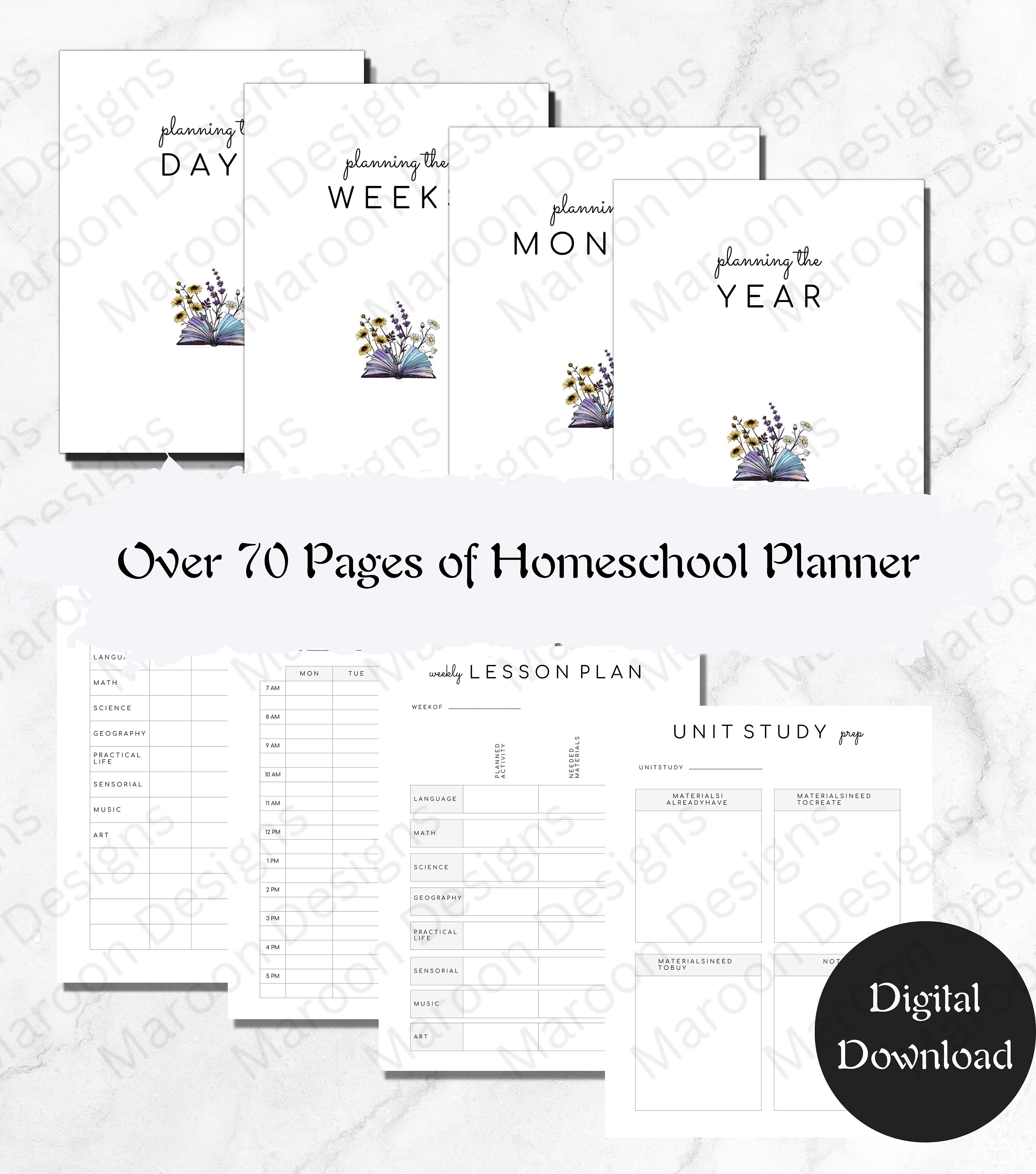 Minimalist Homeschool Planner Bundle, Printable Homeschool Planner ...