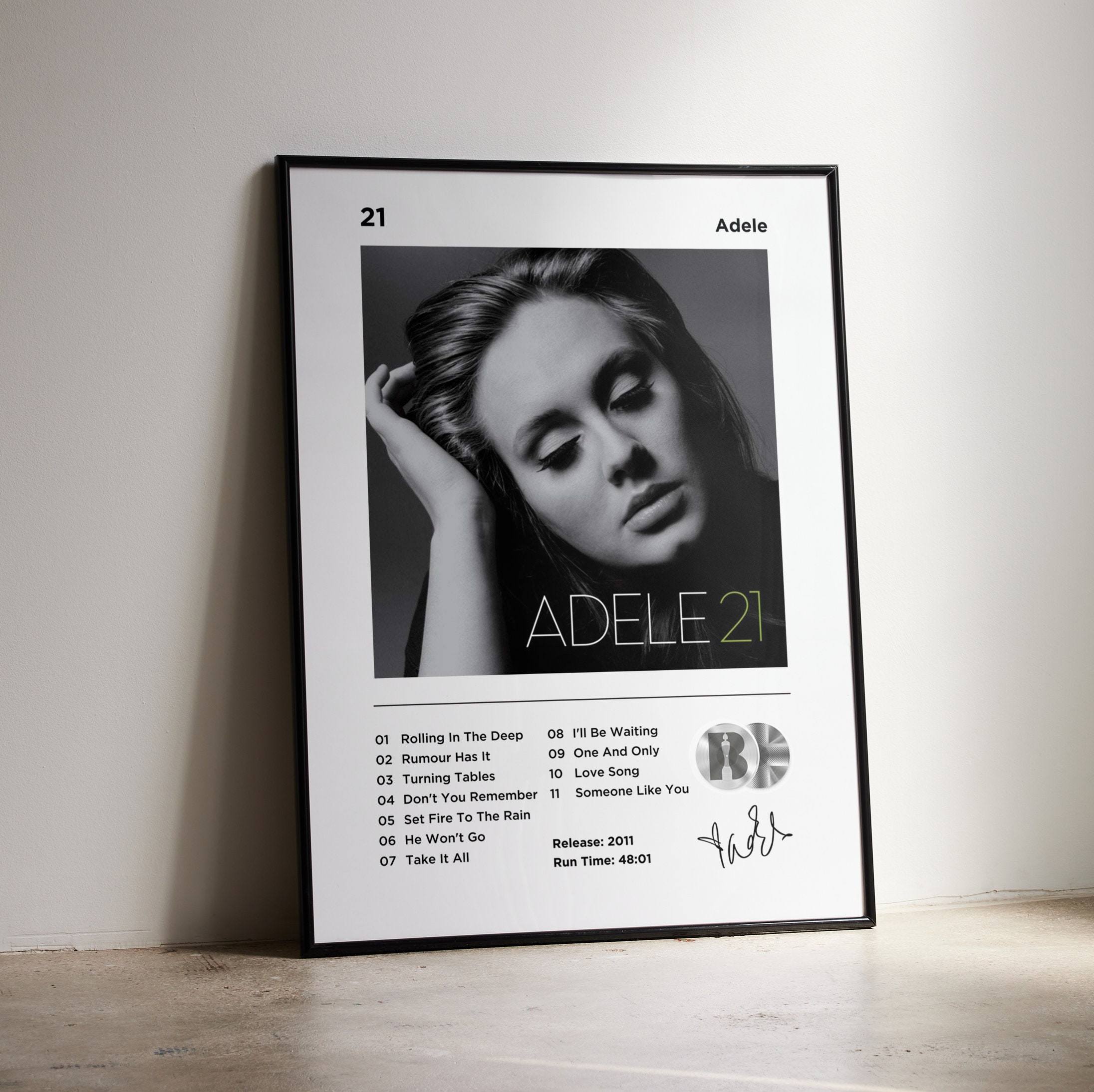Adele 21 Album Cover Poster Print High-quality Art Rolling in the Deep ...
