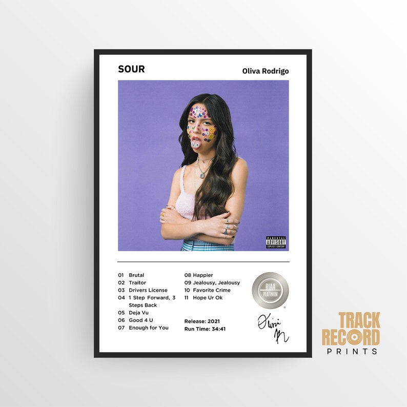 Olivia Rodrigo Sour Album Cover Poster Print High-quality Art Drivers ...