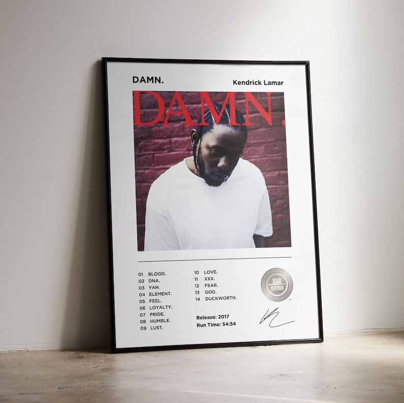 DAMN. Kendrick Lamar Album Cover Poster Print High-quality Art Hip-hop ...