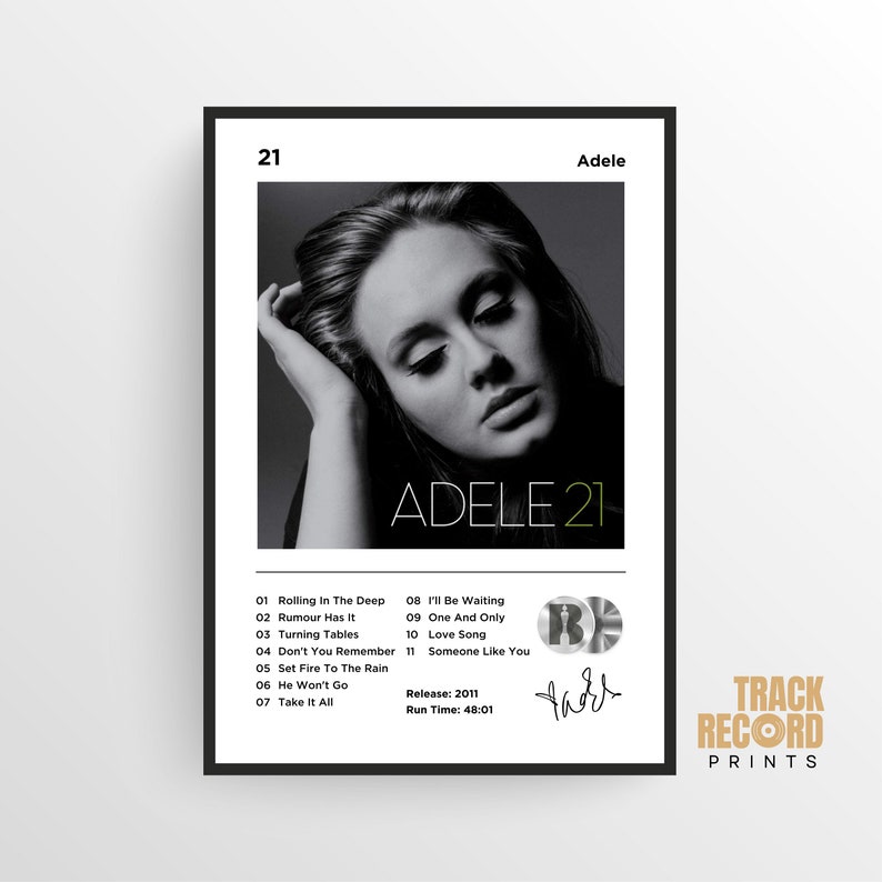 Adele 21 Album Cover Poster Print High-quality Art Rolling in the Deep ...