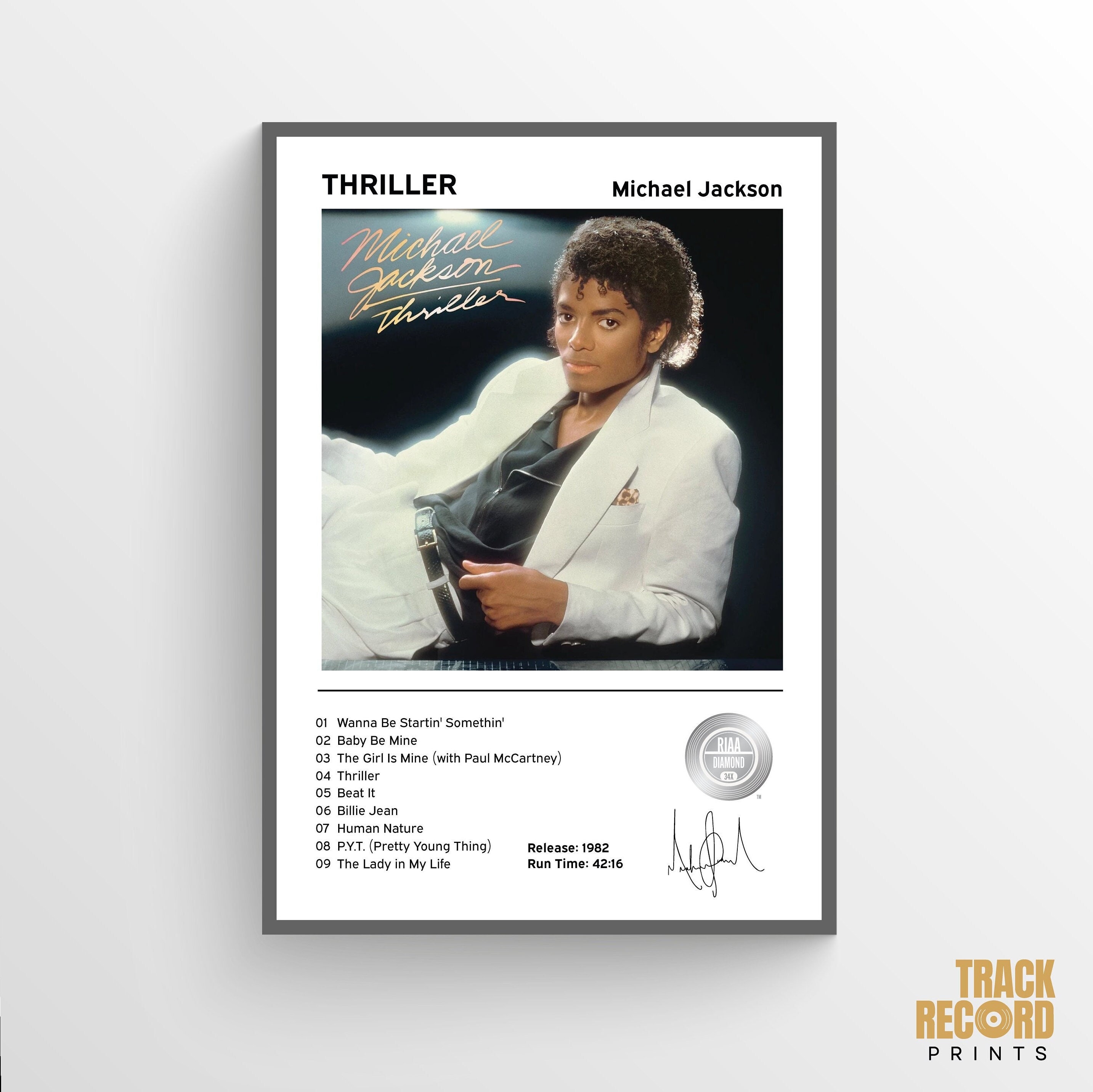 Michael Jackson Thriller Album Poster Print Wall Art Décor Music King ...