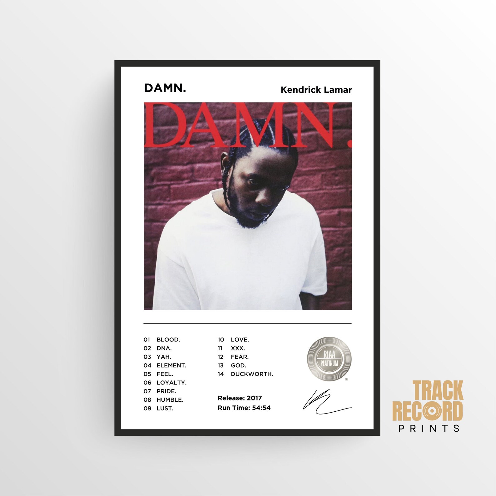 DAMN. Kendrick Lamar Album Cover Poster Print High-quality Art Hip-hop ...