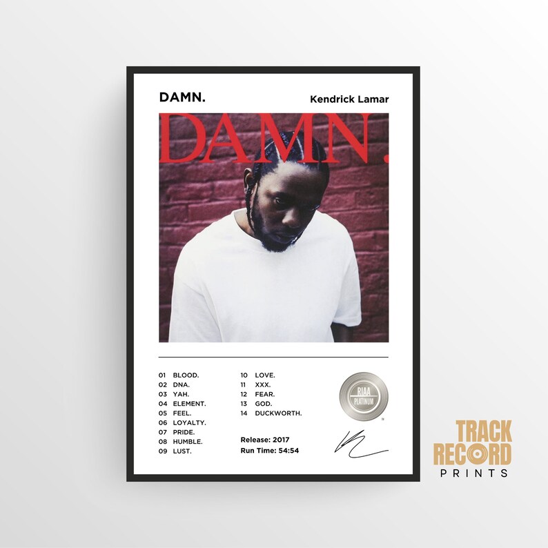 DAMN. Kendrick Lamar Album Cover Poster Print High-quality Art Hip-hop ...