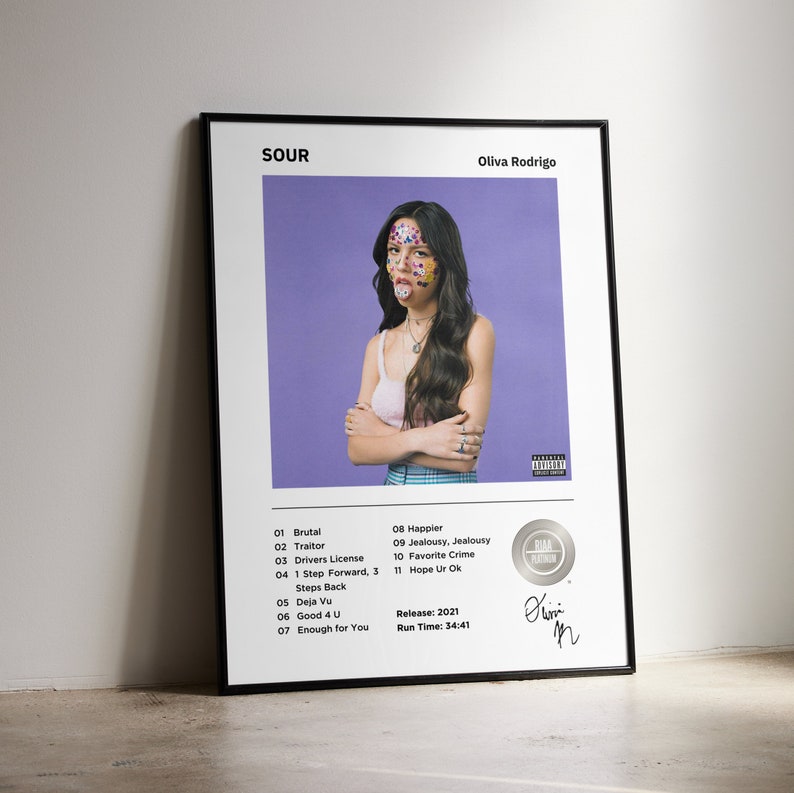 Olivia Rodrigo Sour Album Cover Poster Print High-quality Art Drivers ...
