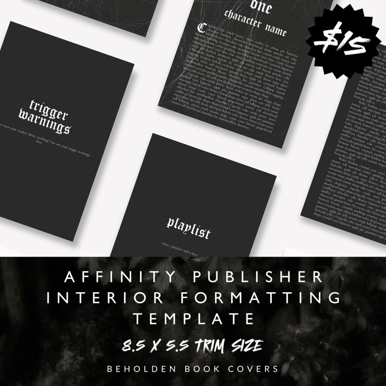 Gothic Affinity Publisher Template | Print Book Interior Template | 8.5 ...