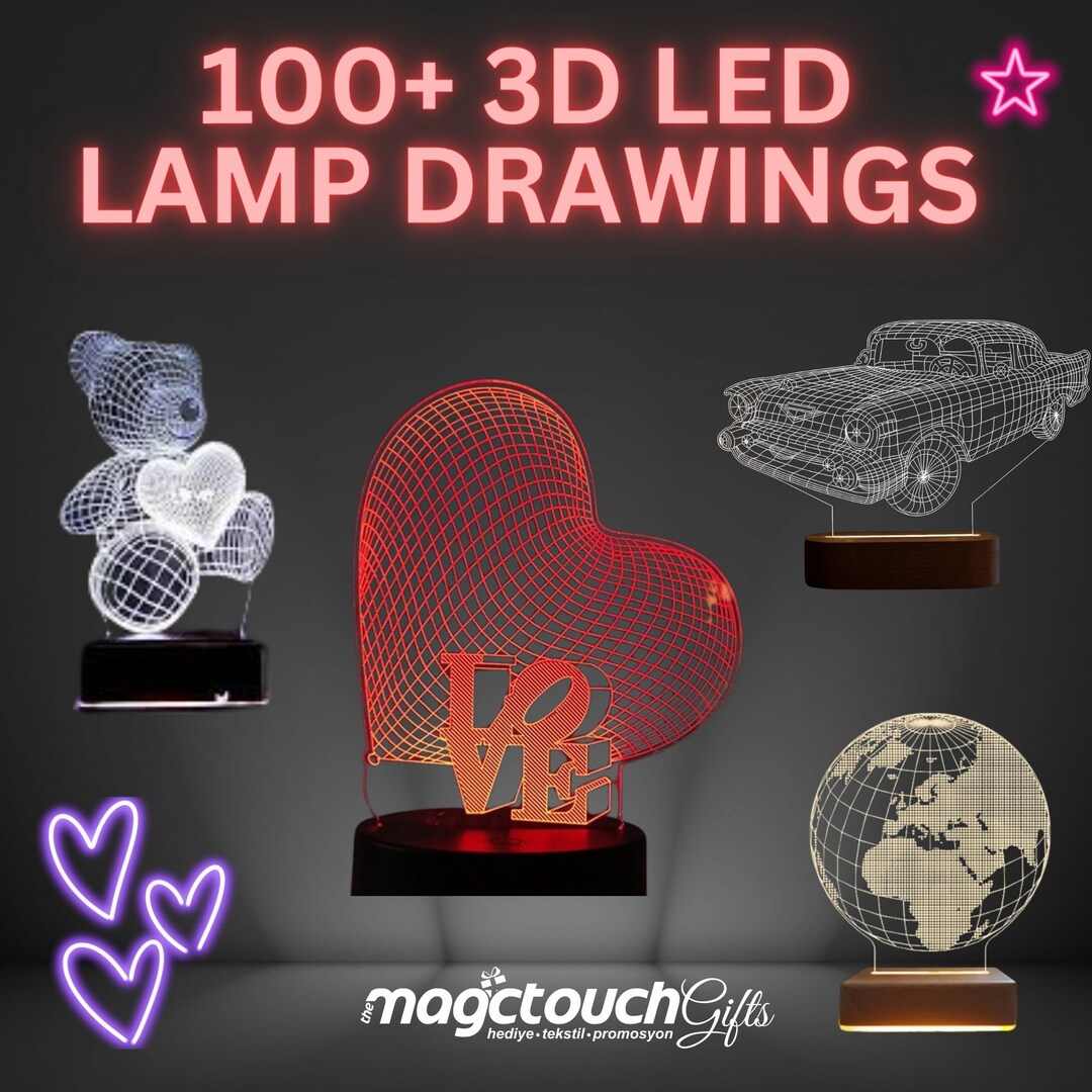 3d Led Lamp Drawing Files, 3d, Lamp, Love, Skull, Digital Download ...