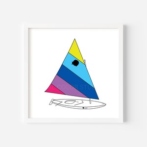 Sailboat Wall Art, Sunfish Sailboat Print, Coastal Wall Art, Nautical ...