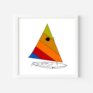 Sailboat Wall Art, Sunfish Sailboat Print, Coastal Wall Art, Nautical ...
