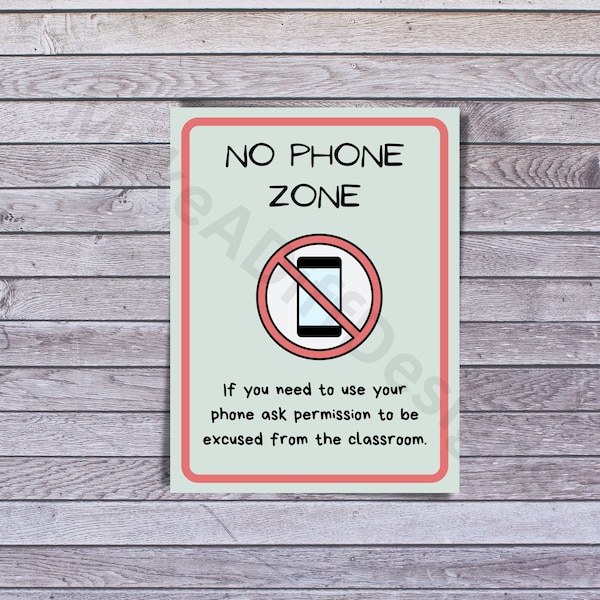 No Cell Phone in Classroom Poster - Etsy
