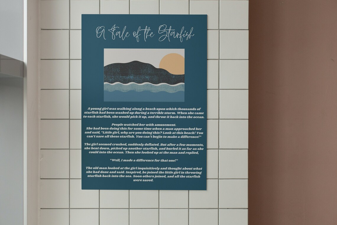 The Starfish Story, It Matters to This One, Beach Wall Art, Boho Art ...