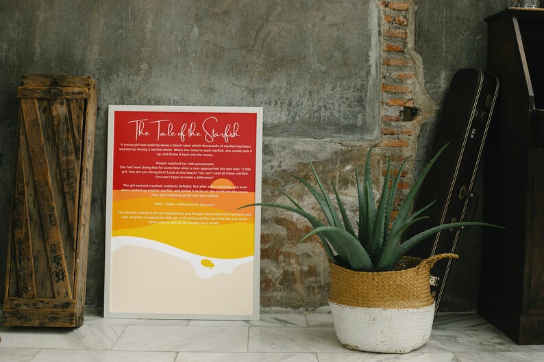 The Starfish Story, It Matters to This One, Beach Wall Art, Boho Art ...