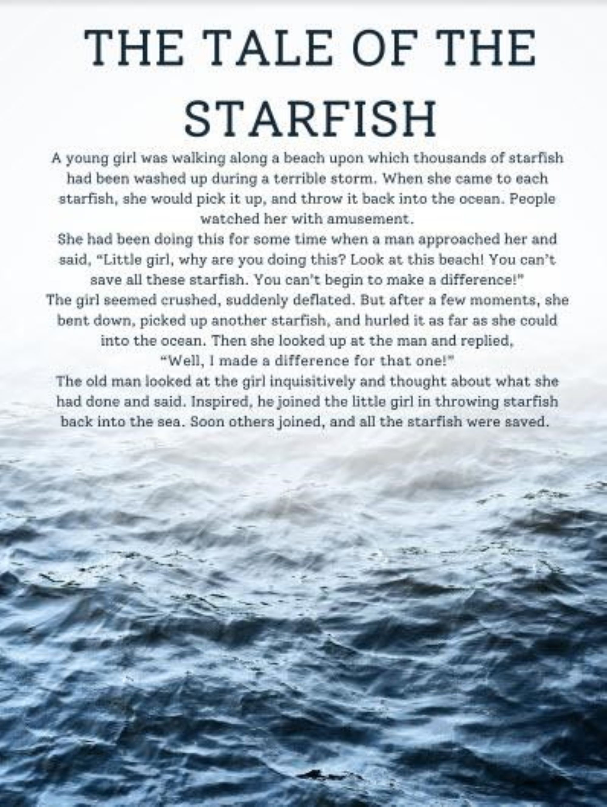 The Starfish Story, It Matters to This One, Printable Décor, Teacher ...