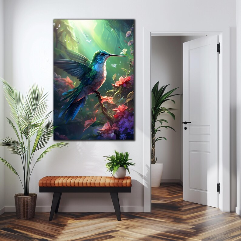 Humming Bird Tempered Glass Wall Art Humming Bird Glass Decor Animal ...