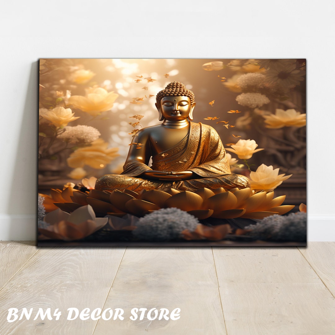 Tempered Glass Buddha Wall Art | Gold Buddha Glass | Hindu Wall Art ...