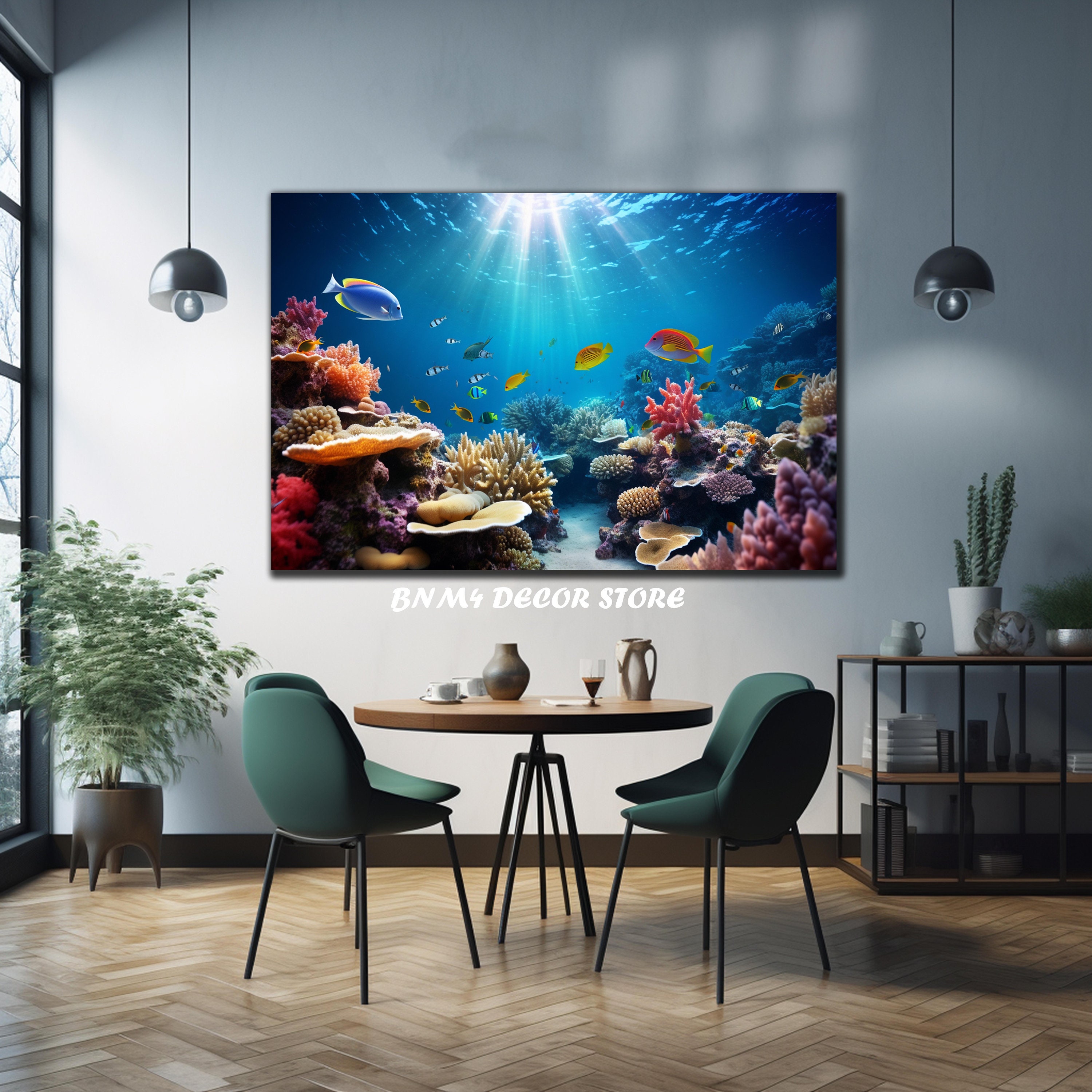 Tempered Glass Under Sea Wall Art Aquarium Wall Decor Glass Printing ...