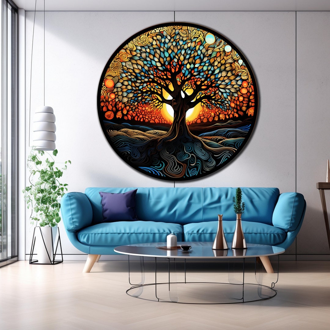 Life of Tree Tempered Glass Art | Life of Tree Glass Round | Life of ...