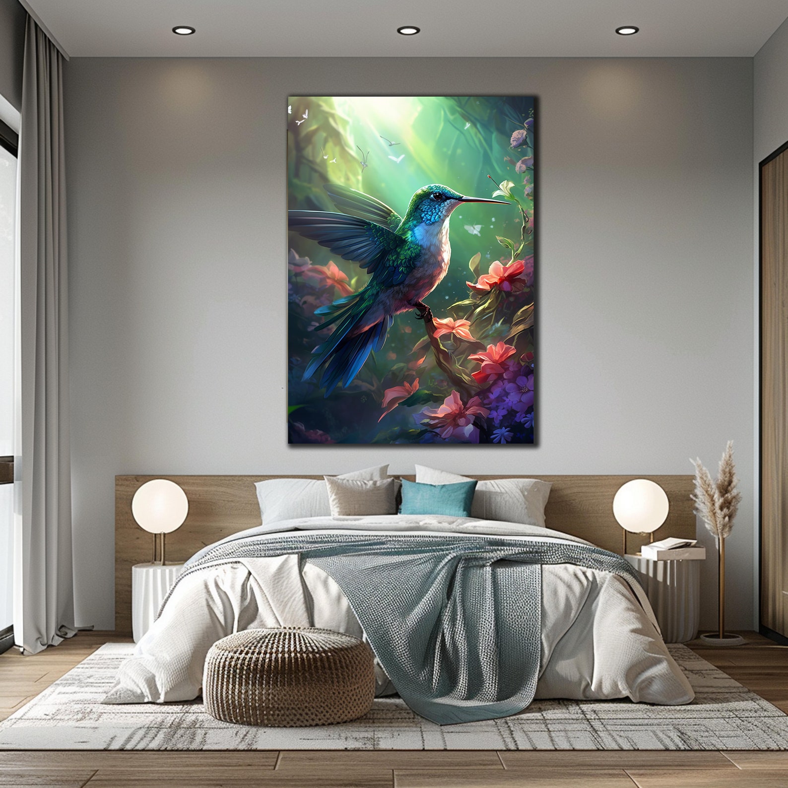 Humming Bird Tempered Glass Wall Art Humming Bird Glass Decor Animal ...