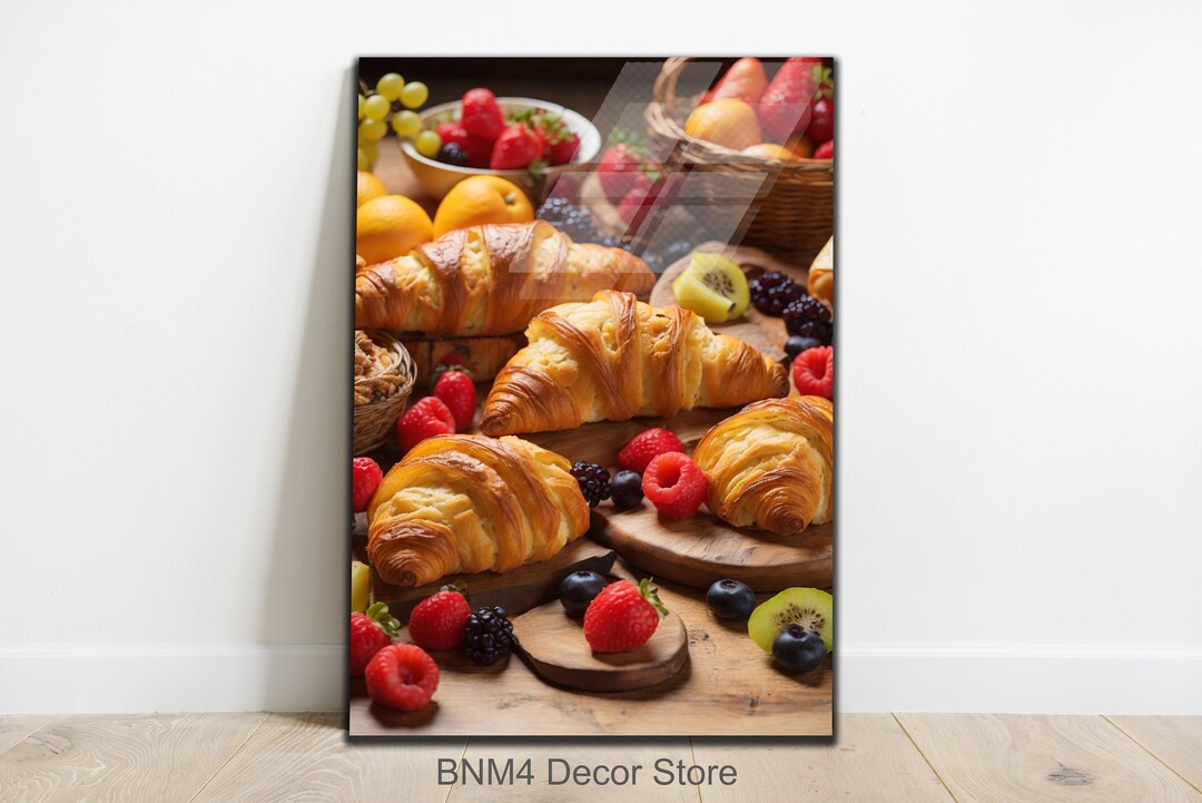 Croissant Tempered Wall Art, Croissant Tempered Glass, Food Glass ...