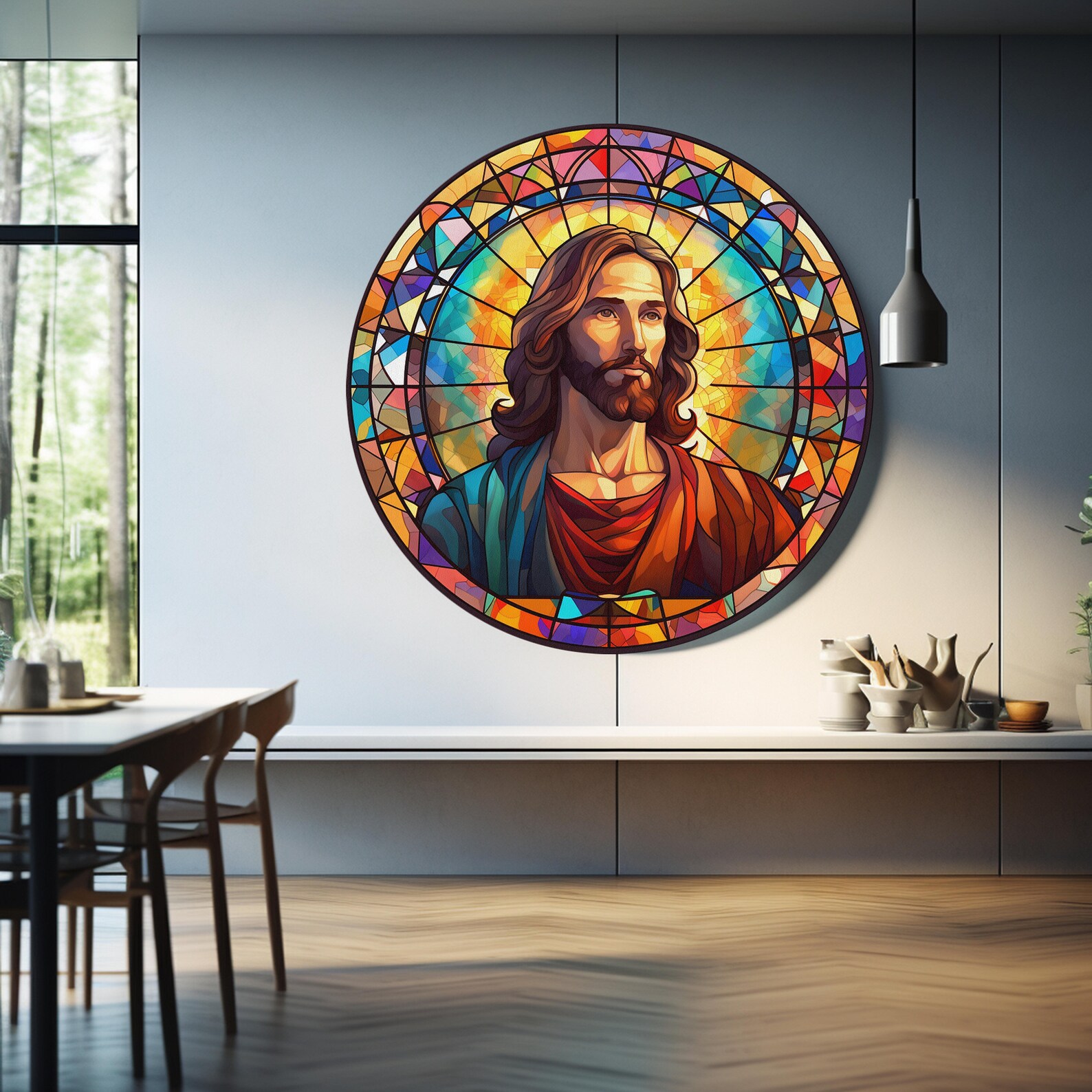 Tempered Glass Jesus Art | Jesus Round Glass | Jesus Glass Paint | Wall ...