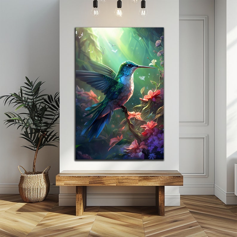 Humming Bird Tempered Glass Wall Art Humming Bird Glass Decor Animal ...