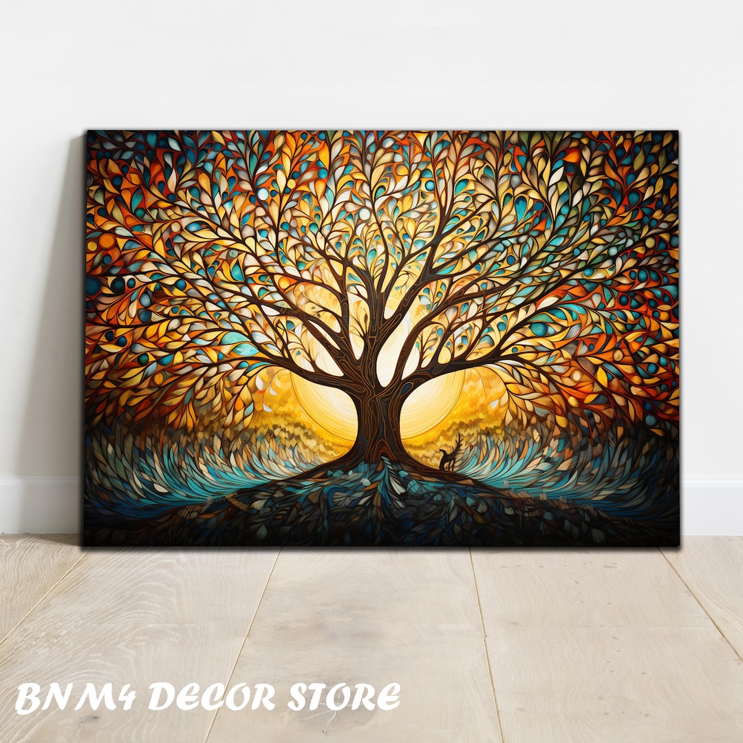 Tempered Glass Wall Art | Life of Tree Glass Decor| Stained Wall Art ...