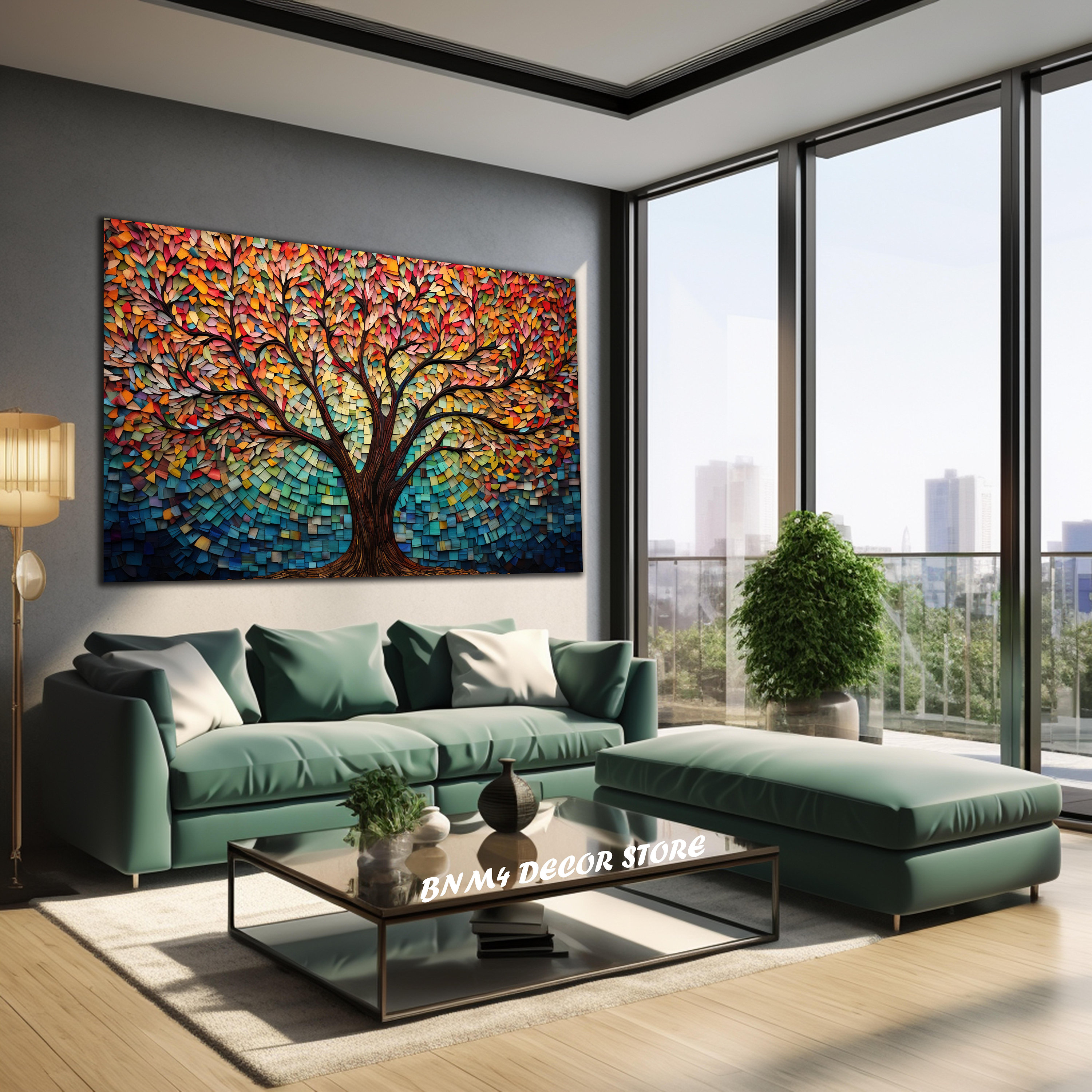 Tempered Glass Wall Art Tree of Life Glass Decor Stained Pattern Life ...